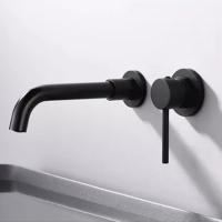 China Brass Modern Wall Mounted Single Handle Basin Mixer Lever Handle for sale