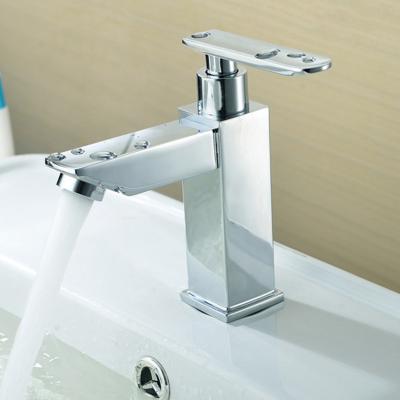 China Zinc Square Single Cold Water Basin Tap Lever Handle Vessel Sink Faucet 1.2GPM Chrome for sale