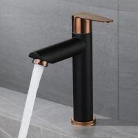 China Matte Black Bathroom Vessel Sink Faucet SUS304 Stainless Steel Basin Cold Tap 1.2GPM for sale