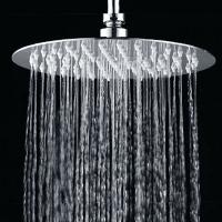 China Ultra Thin Round Rainfall SS Shower Head Matte Black Polished for sale