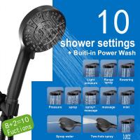 China Bathroom 10 Sprays Detachable Matte Black Handheld Shower Head for sale