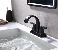 China 4 Inch Centerset 2 Handle High Arc Bathroom Faucet Satin Nickel Matte Black 1.2 GPM for sale