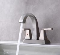 China 4 Inch Centerset 2 Handle High Arc Bathroom Faucet Satin Nickel Matte Black 1.2 GPM for sale