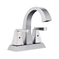 China 4 Inch Centerset 2 Handle High Arc Bathroom Faucet Satin Nickel Matte Black 1.2 GPM for sale