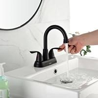 China 4 Inch Centerset 2 Handle High Arc Bathroom Faucet Satin Nickel Matte Black 1.2 GPM for sale