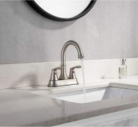 China 4 Inch Centerset 2 Handle High Arc Bathroom Faucet Satin Nickel Matte Black 1.2 GPM for sale
