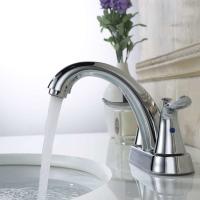China CUPC 4 Inch Centerset 2 Handle Bathroom Faucet Chrome Nickel Orb Finish 1.2 GPM for sale