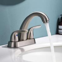 China CUPC 4 Inch Centerset 2 Handle Bathroom Faucet Chrome Nickel Orb Finish 1.2 GPM for sale