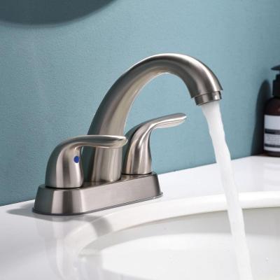 China CUPC 4 Inch Centerset 2 Handle Bathroom Faucet Chrome Nickel Orb Finish 1.2 GPM for sale