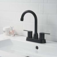 China CUPC 4in Centerset 2 Handle Bathroom Faucet In Matte Black for sale
