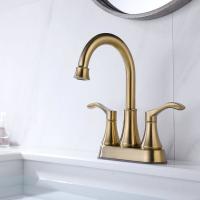 China 4 Inch Centerset Nickel Golden Bathroom Faucet 2 Handle Lever Widespread Sink Faucet 1.2 GPM for sale