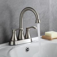 China 4 Inch Centerset Nickel Golden Bathroom Faucet 2 Handle Lever Widespread Sink Faucet 1.2 GPM for sale