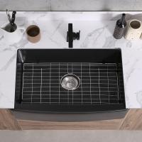 China Farmhouse Apron Front Ceramic Kitchen Sink 30 Inch Single Bowl Matte Black for sale