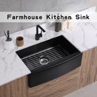 China Farmhouse Apron Front Ceramic Kitchen Sink 30 Inch Single Bowl Matte Black for sale