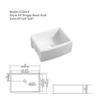 China Country Style Farmhouse Kitchen Sink 24 Inch Single Bowl Ceramic White for sale