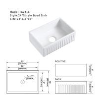 China Rectangular White Ceramic 24 Inch Farmhouse Sink Single Bowl With Grid And Strainer for sale