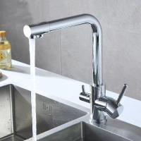 China Brass Single Handle Kitchen Faucet Mixer 2.2 GPM Chrome Finish Deck Mounted for sale