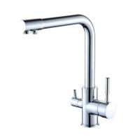 China Brass Single Handle Kitchen Faucet Mixer 2.2 GPM Chrome Finish Deck Mounted for sale