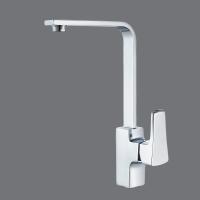China Welfare KM00106 Single Hole Square Brass Kitchen Faucet Mixer 2.2 GPM Chrome for sale
