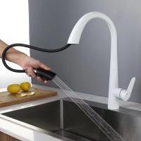 China Stainless Steel Pull Down Kitchen Faucet 2.2 GPM High Arc Deck Mounted Single Handle for sale