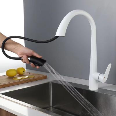 China Stainless Steel Pull Down Kitchen Faucet 2.2 GPM High Arc Deck Mounted Single Handle for sale