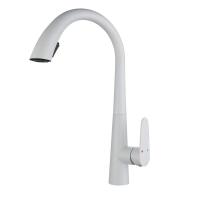 China Stainless Steel Pull Down Kitchen Faucet 2.2 GPM High Arc Deck Mounted Single Handle for sale
