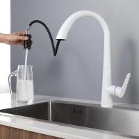 China Stainless Steel Pull Down Kitchen Faucet 2.2 GPM High Arc Deck Mounted Single Handle for sale