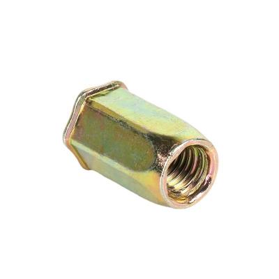 China Steel Reduce Head Full Hex Body Rivet Nut Zinc Plated Copper Yellow Color for sale