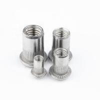 China Custom Size Stainless Steel Railcar Rivet Nut Flat Head Knurled Body Zinc Plated for sale