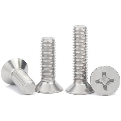 China 304 M8 Stainless Steel Cross Recessed Flat Pan Head Countersunk Head Machine Screws 100% Inspection Before Shipment for sale