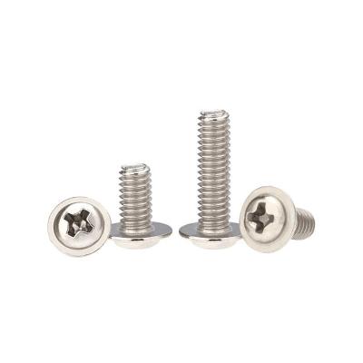 China Plain Finish Din 967 M3*8mm Cross Recessed Pan Head Screws With Collar Phillips Machine Screw Flange Washer Head Screws for sale