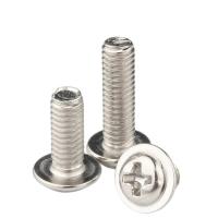 China Plain Finish Din 967 M3*8mm Cross Recessed Pan Head Screws With Collar Phillips Machine Screw Flange Washer Head Screws for sale