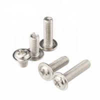 China Plain Finish Din 967 M3*8mm Cross Recessed Pan Head Screws With Collar Phillips Machine Screw Flange Washer Head Screws for sale