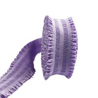 China Purple Knitted 5.5cm Lace Elastic Band 55mm Polyester Webbing Straps for sale