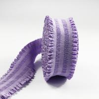 China Purple Knitted 5.5cm Lace Elastic Band 55mm Polyester Webbing Straps for sale