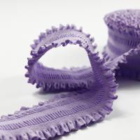 China Purple Knitted 5.5cm Lace Elastic Band 55mm Polyester Webbing Straps for sale