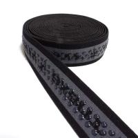 China Black 2.5cm Anti Slip Webbing Fitness Silicone Elastic Gripper Tape for sale