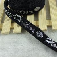 China Black 20mm Jacquard Elastic Webbing Polyester Rubber Elastic For Dress for sale