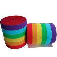 China 9.5cm Striped Nylon Webbing Rainbow Elastic Band Woven Colorful for sale