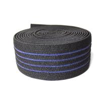 China Black 2cm Polyester Elastic Webbing Flat Braided Striped Elastic Band for sale