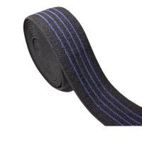 China Black 2cm Polyester Elastic Webbing Flat Braided Striped Elastic Band for sale