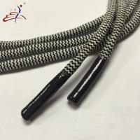 China Black And White Custom Shoelace Silicone Dipped Tips Round Shoelace for sale