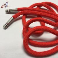 China Red Cotton Drawcord Drawstring Cord With Metal Tips For Hoodies for sale