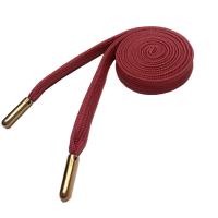 China Custom 100% Polyester 1cm Flat Hoodie String With Aglet Metal Tips for sale