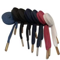 China Custom 100% Polyester 1cm Flat Hoodie String With Aglet Metal Tips for sale