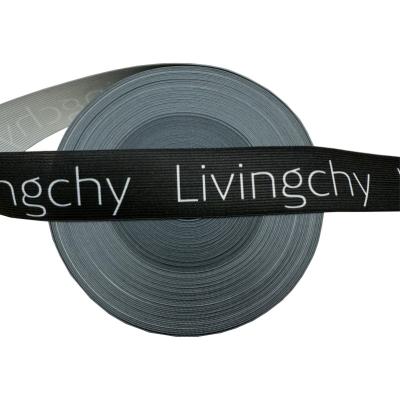 China Printed Elastic Polyester Knitted Webbing With Custom Logo For Garment for sale