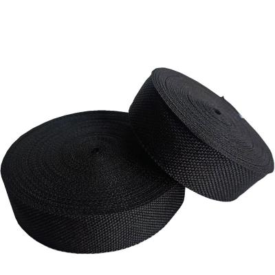 China Polyester Plain Webbing Strap 1 Inch Black Soft Thin Tape for sale
