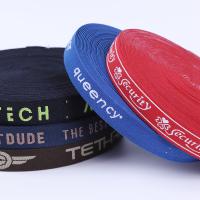 China Polyester Waistband Custom Logo Jacquard Elastic Webbing Strap In Any Color Customizable for sale