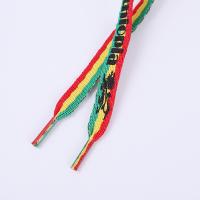 China Soft Printed Polyester Shoelace Custom Design Color Flat Cord With Plastic Tips 1cm Width for sale