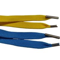 China Braided Polyester Cord Colorful 15mm Flat Tubular For Handbag With Metal Aglets for sale